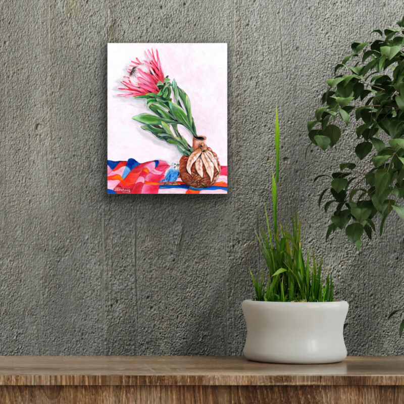 Budgie, Protea and Wartook Vase - Jess King Artist